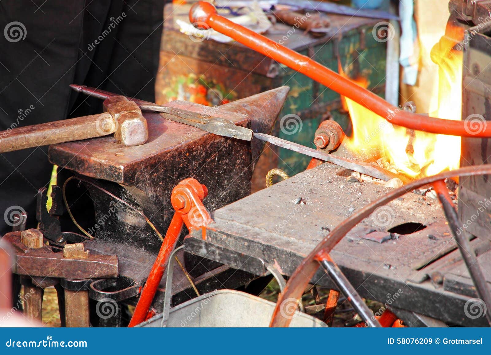 Blacksmith Workshop with Anvil and Fire. Stock Image - Image of anvil ...