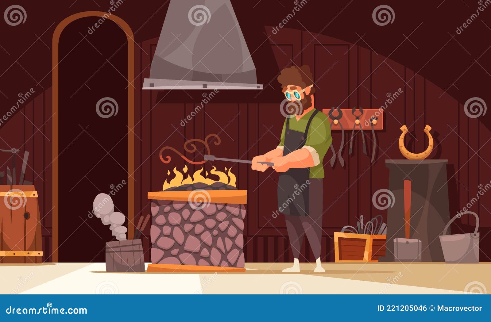 Blacksmith Man Cartoon Character Vector Logo Template | CartoonDealer ...