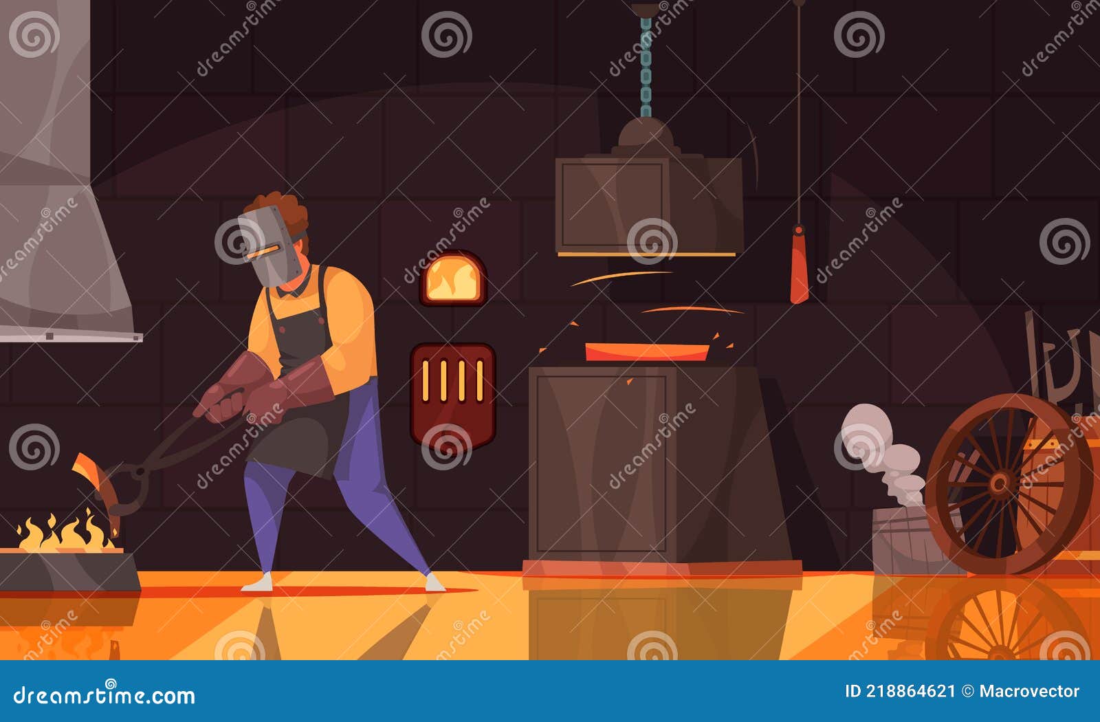 Blacksmith Workshop Cartoon Composition Stock Vector - Illustration of ...