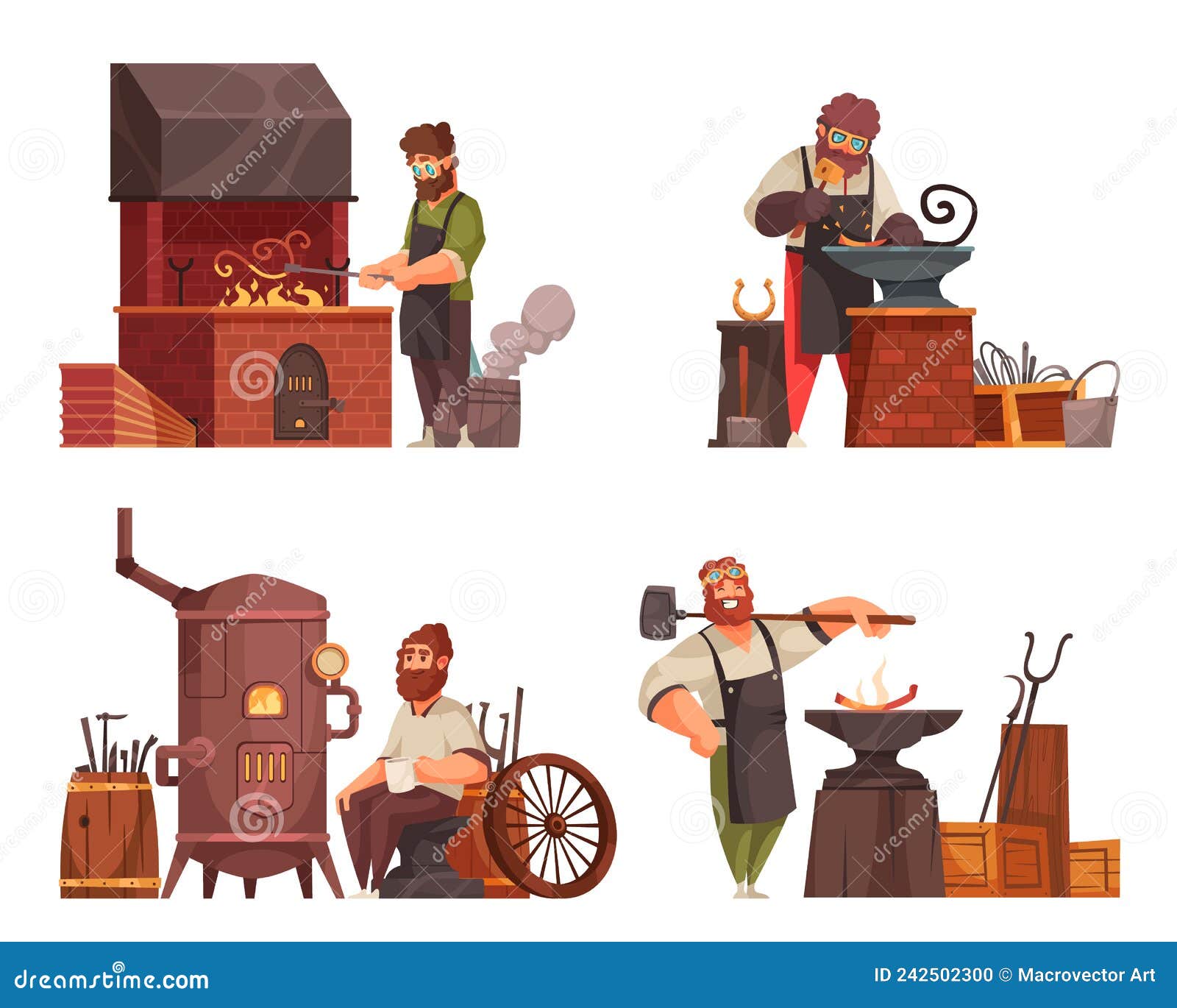 Blacksmith Workshop Cartoon Concept Stock Vector - Illustration of ...