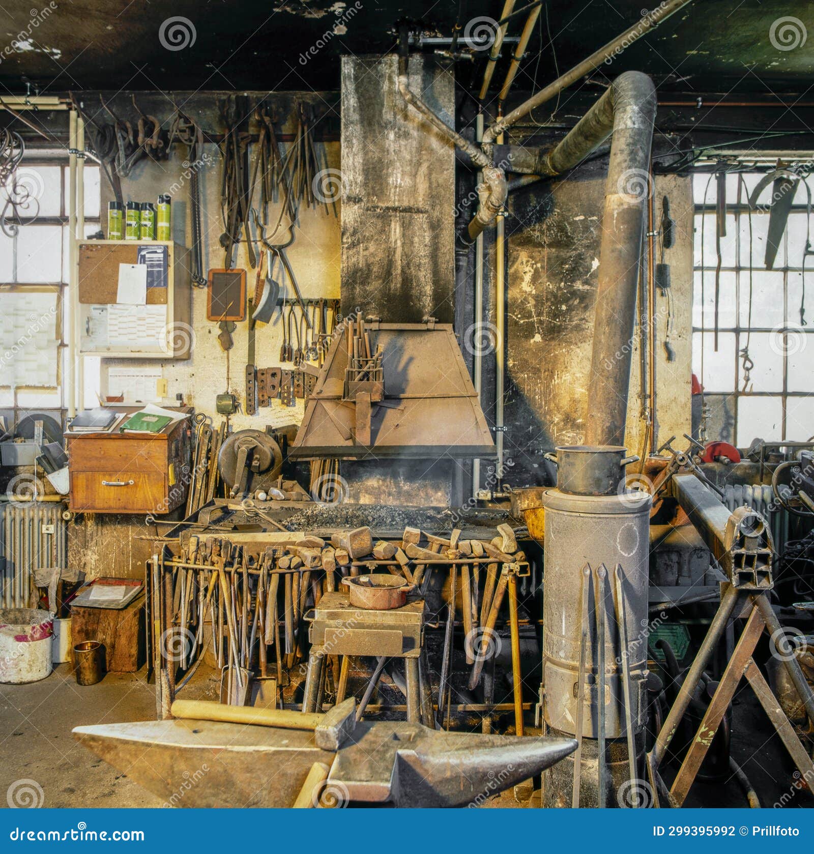 Blacksmith workshop stock photo. Image of equipment - 299395992
