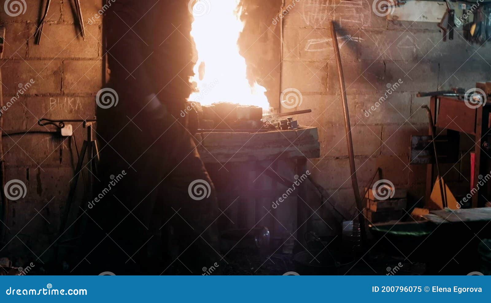 A Forge in a Flame of Fire. Blacksmithing Craft Stock Video - Video of ...