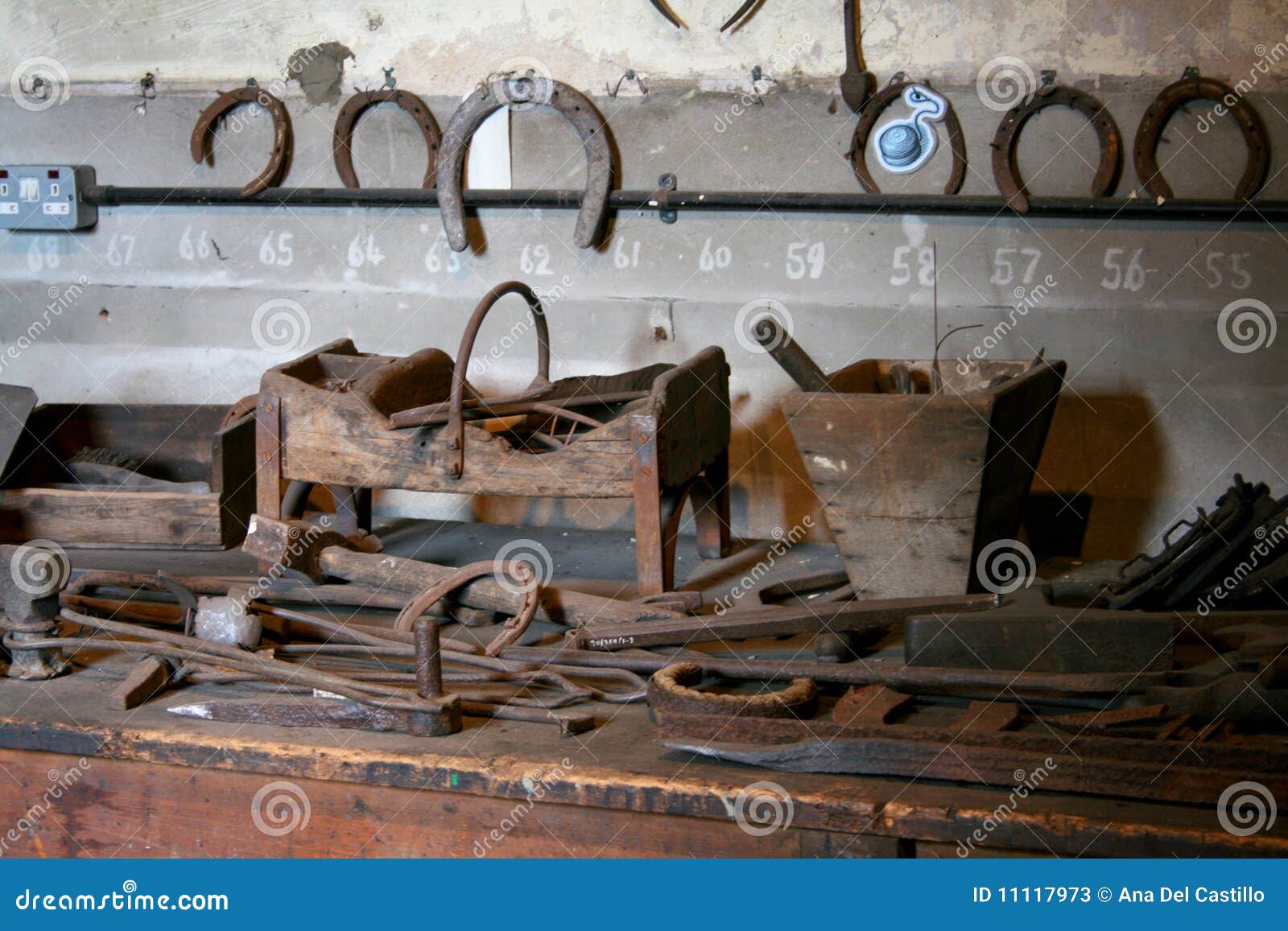 Blacksmiths tool bench stock image. Image of workplace - 11117973