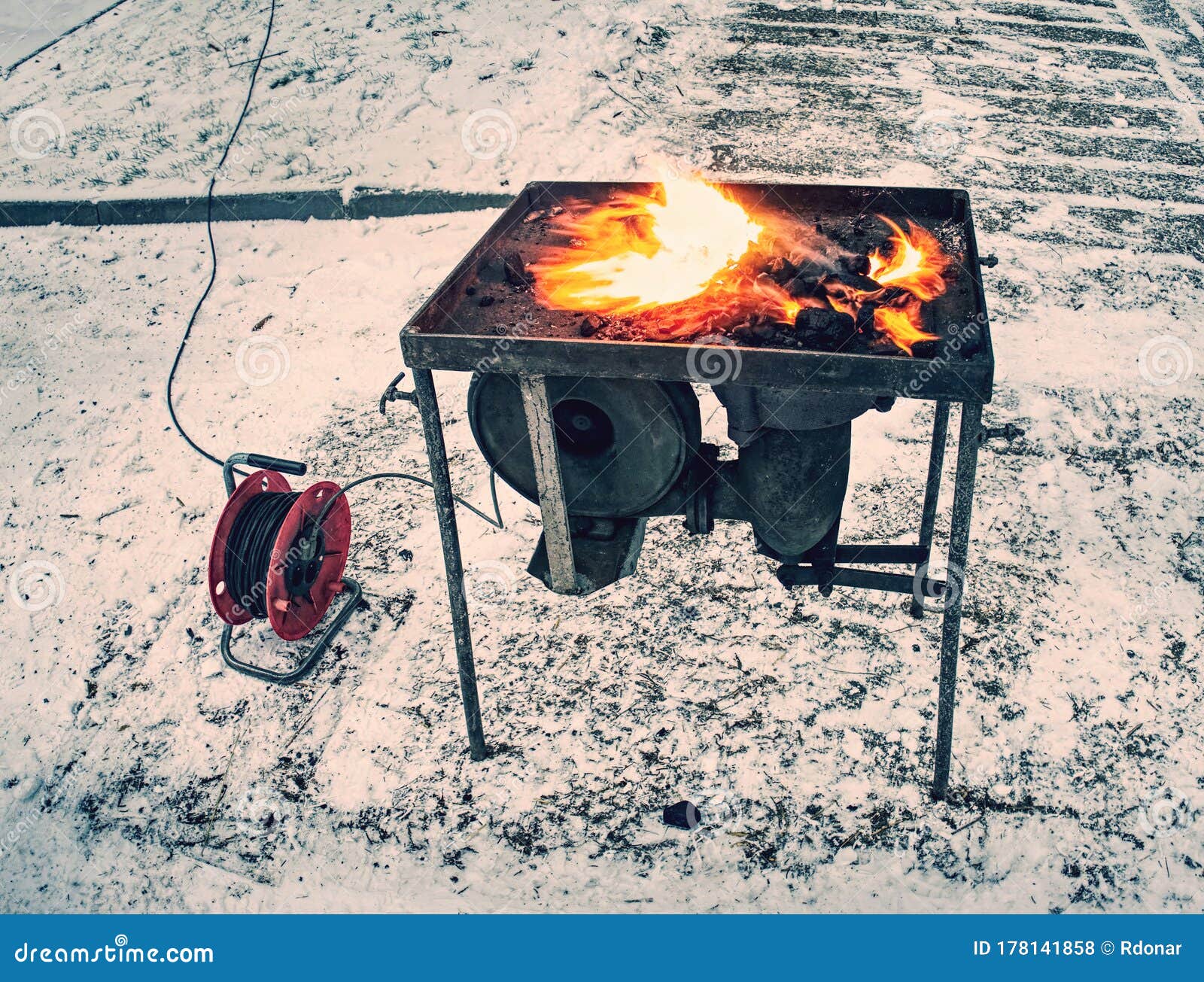 Blacksmiths Tool. Old Blacksmiths Hand Oven. Heating of Metal by the ...