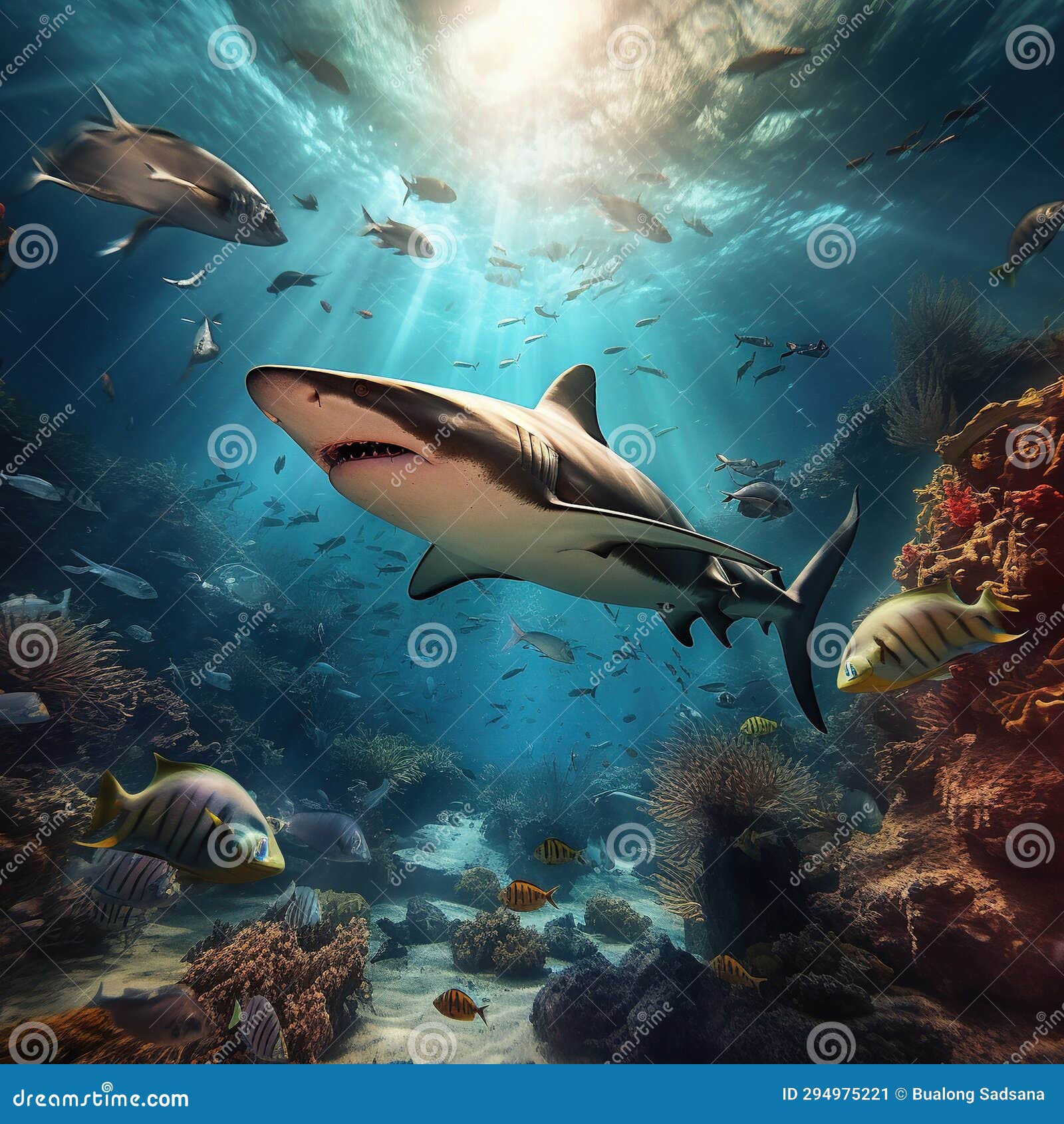 Blacktip Reef Shark Attacking, Swimming Down The Surface Made With ...