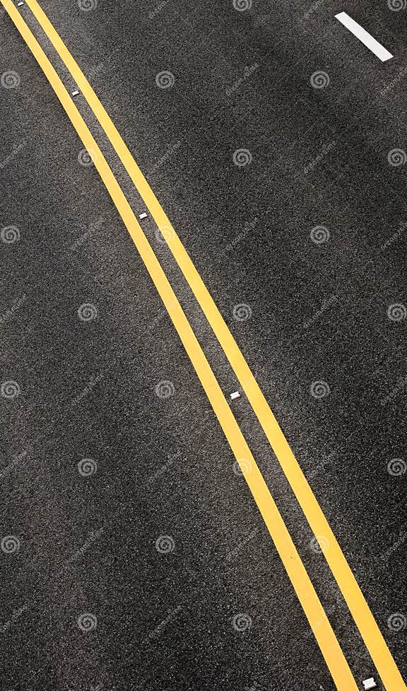 Blacktop with Double Yellow Line Divider Stock Image - Image of tough ...