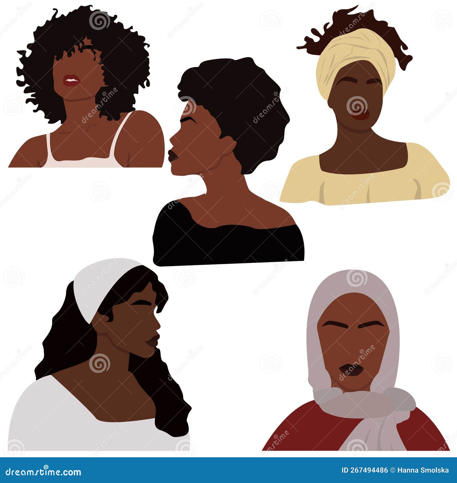 African American Faceless Female Portrait. Clipart for, Banner, Poster ...
