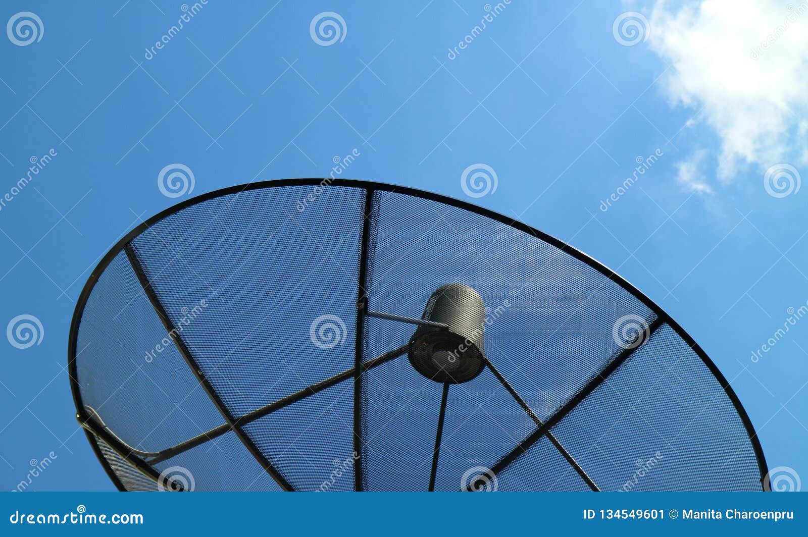 Blacl Satellite Disc Receiver with the Sky Background Stock Image ...