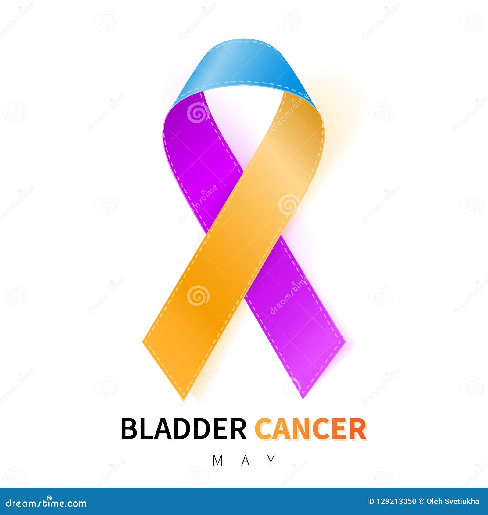 Bladder Cancer Awareness Month Realistic Marigold Blue Purple Ribbon