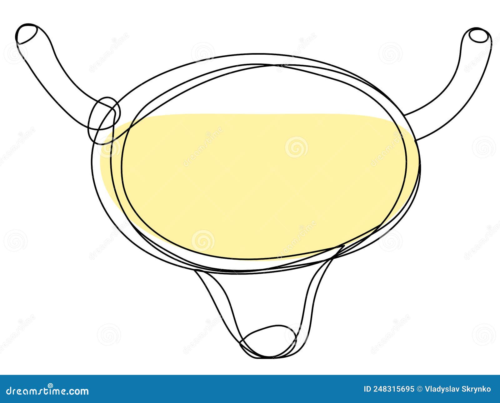 Bladder in One Line on a White Background. Human Internal Organ Concept ...
