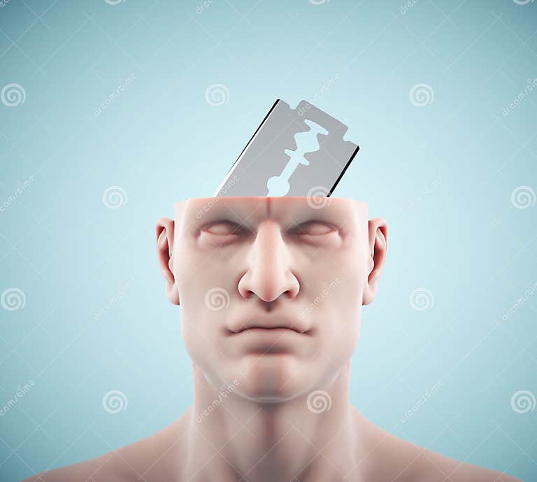 The Blade instead of the Brain. Sharp Mind Concept Stock Illustration ...