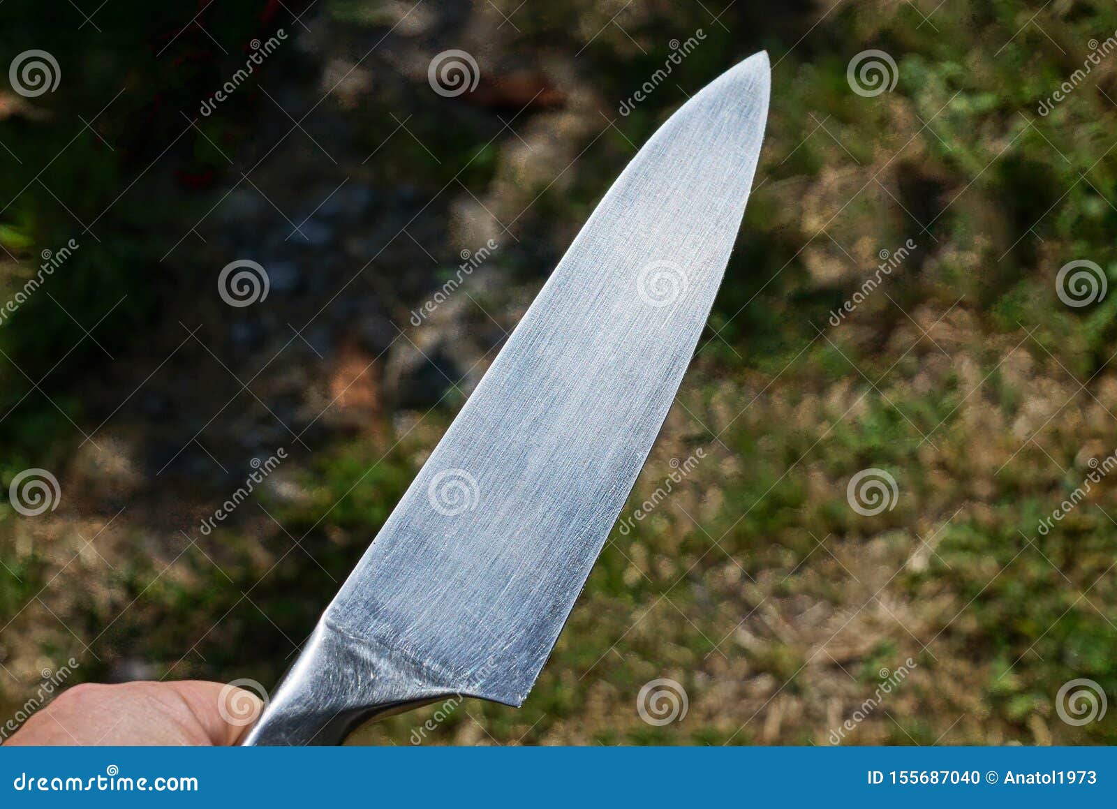 Blade of a Large Knife in Hand Stock Photo - Image of kill, blade ...
