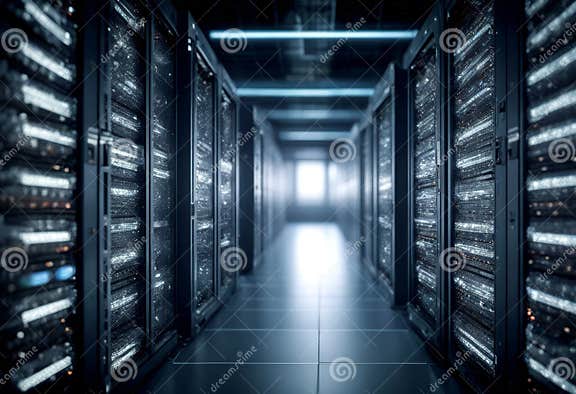 Blade Rows Rendering 3d Center Server Image Data System Datum Rack Network Cloud Computing ...