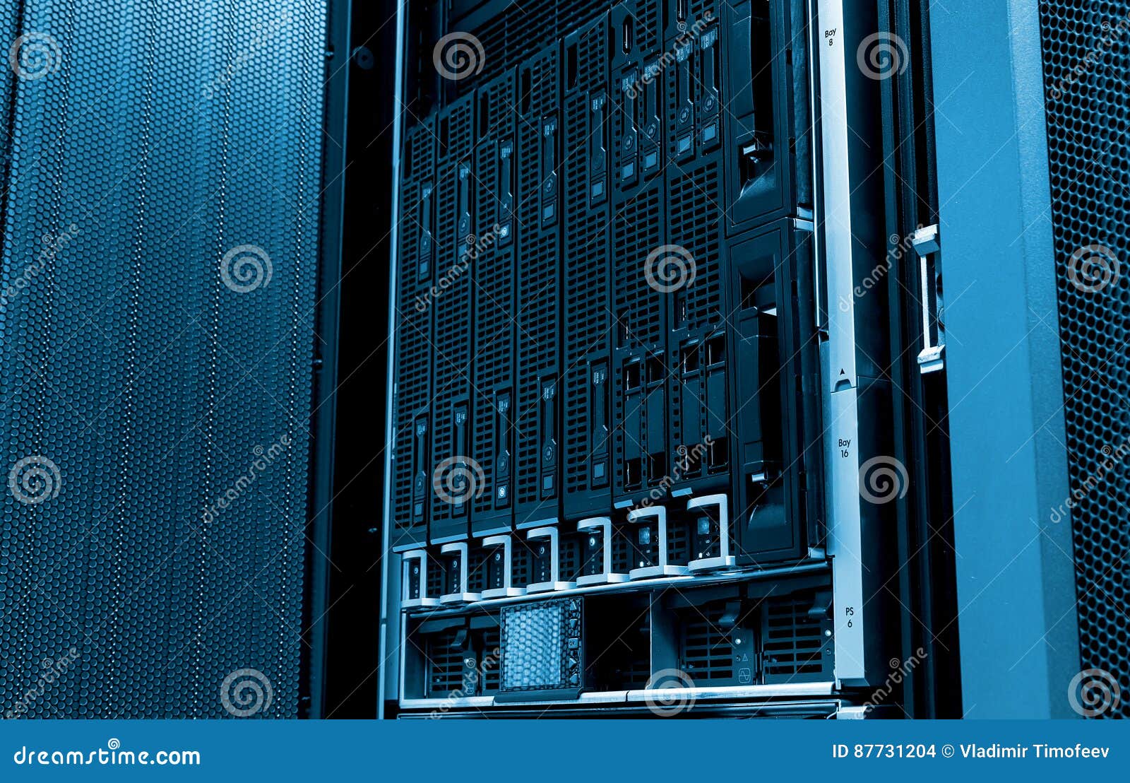 Blade Server Close-up in Series of Mainframes in Modern Data Center ...