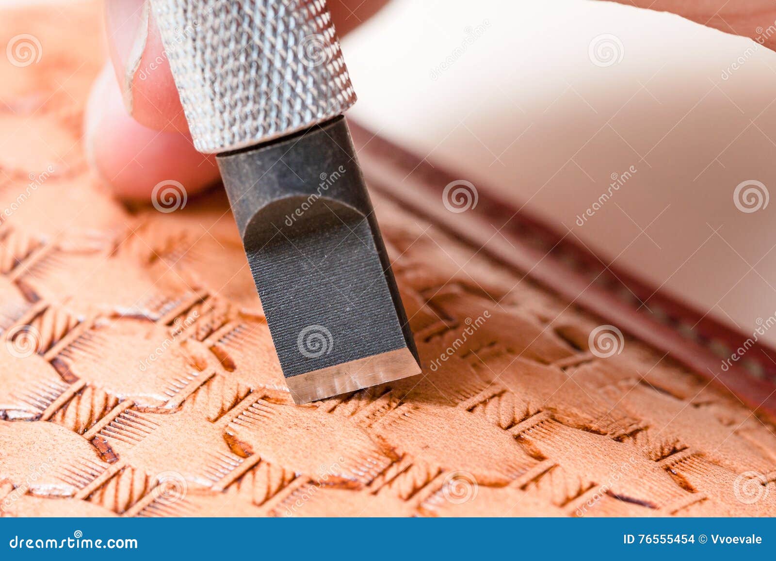 Blade of Swivel Knife Carving Pattern on Leather Stock Photo - Image of ...