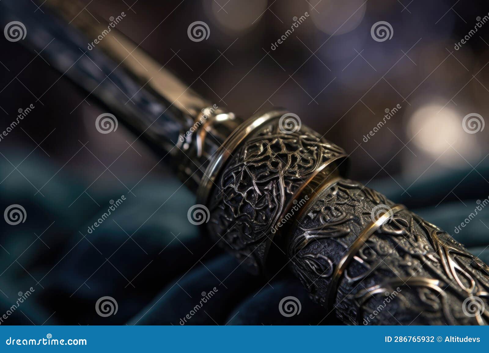 Blade Tip of a Samurai Sword with Selective Focus Stock Illustration ...