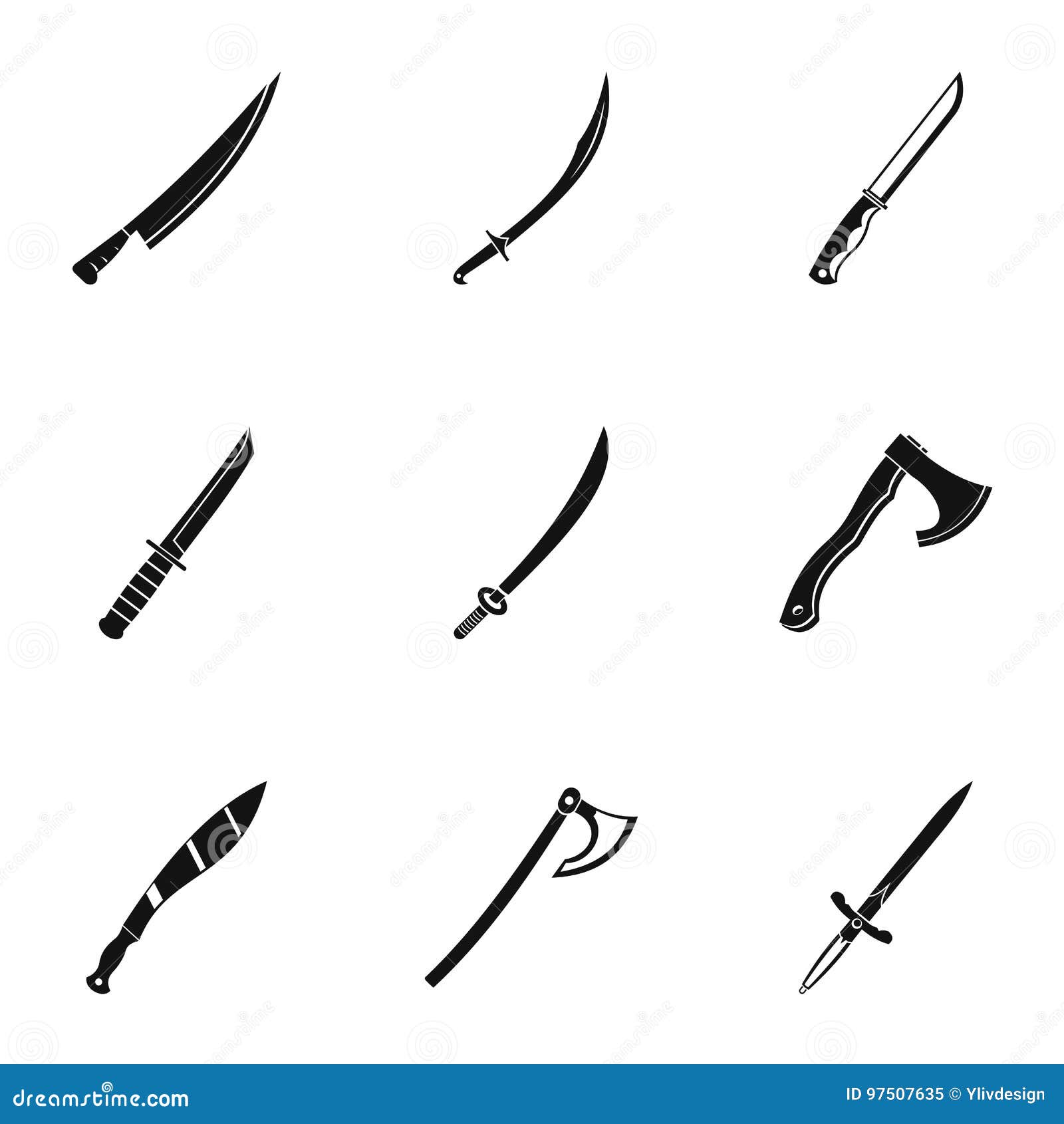 Bladed Weapon Icon Set, Simple Style Stock Vector - Illustration of ...