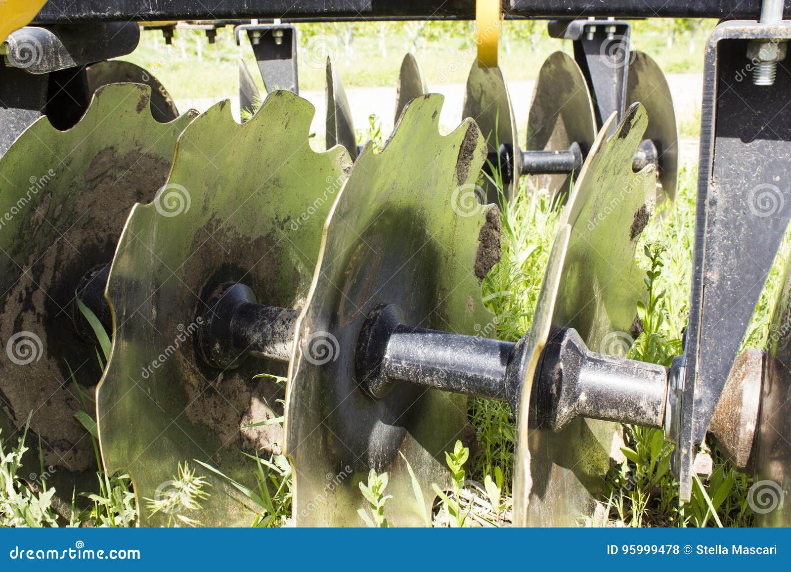 Blades of a Disc Harrow stock photo. Image of attachment - 95999478