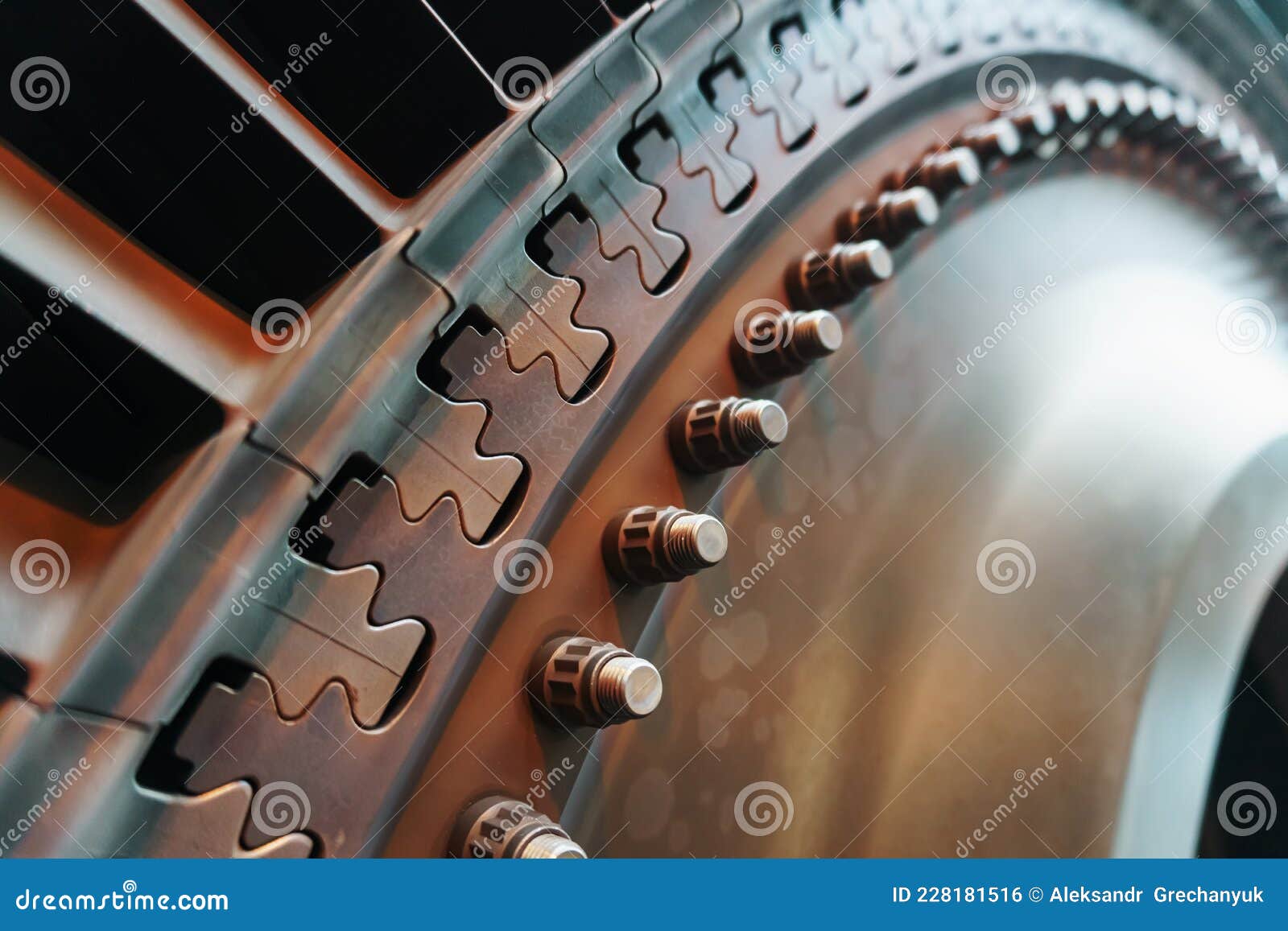 The Blades of the Gas Turbine Engine on the Rotor Disk. Stock Photo ...