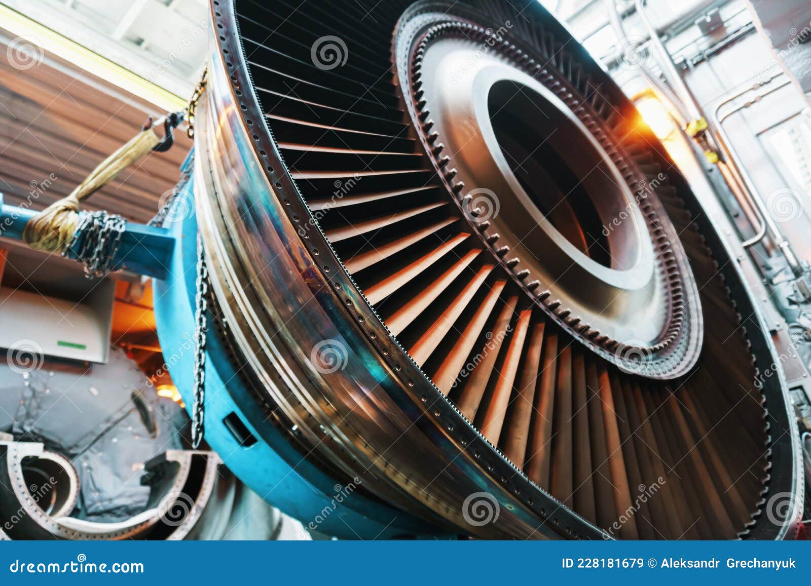The Blades of the Gas Turbine Engine on the Rotor Disk. Stock Image ...