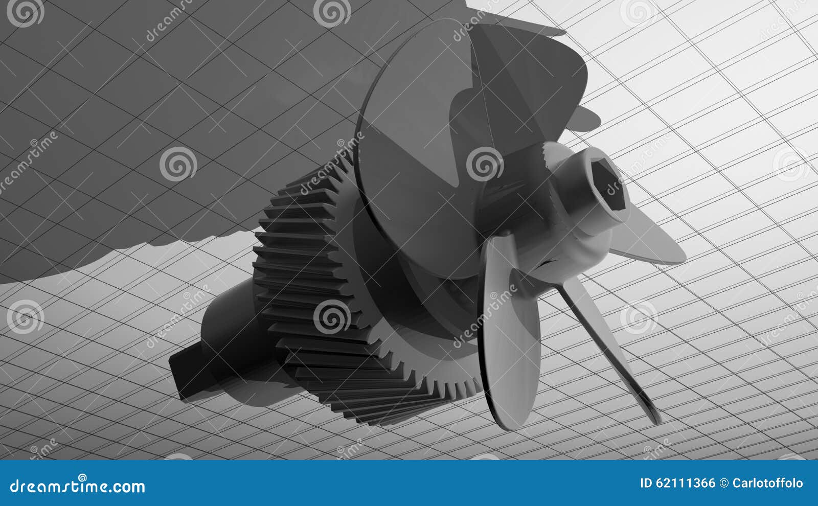5 Blades Propeller with Gear Stock Illustration - Illustration of ...