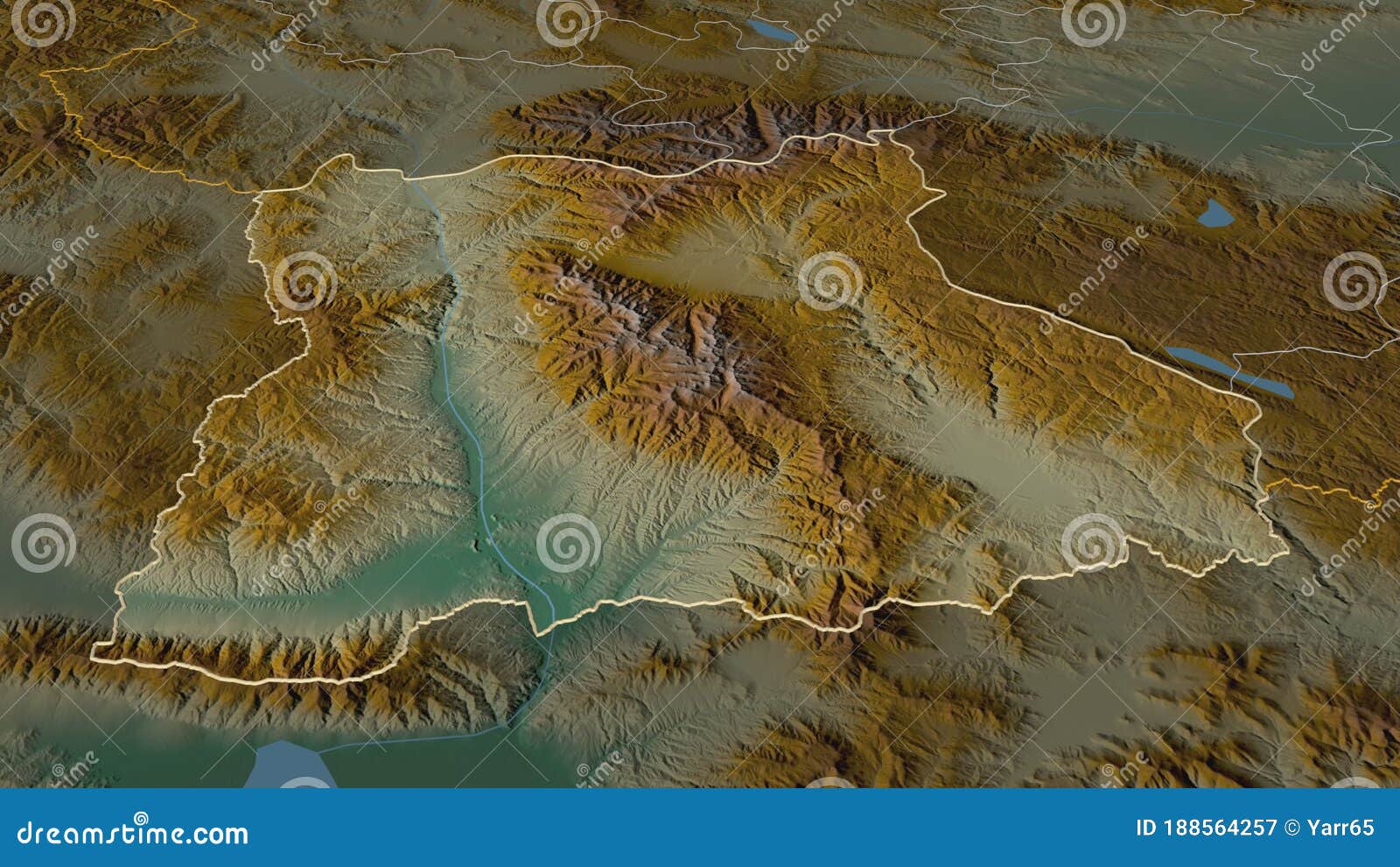 Blagoevgrad, Bulgaria - Outlined. Relief Stock Illustration ...