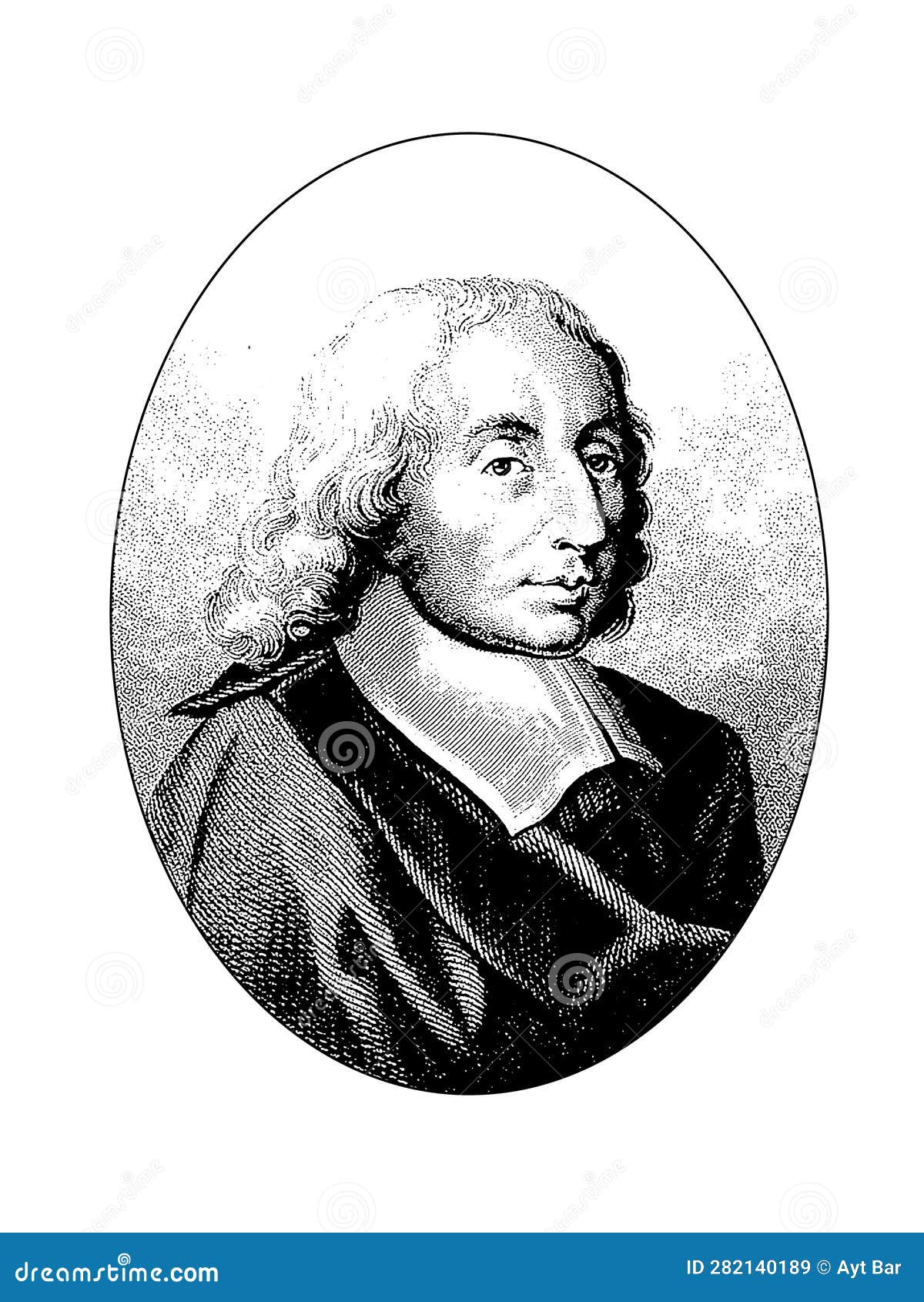 Blaise Pascal Line Art Portrait, Vector | CartoonDealer.com #154779689