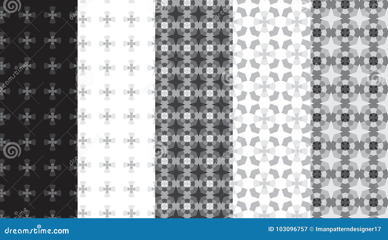 Blak and White and Grey Scales Geometric Seamless Patterns Stock Vector ...