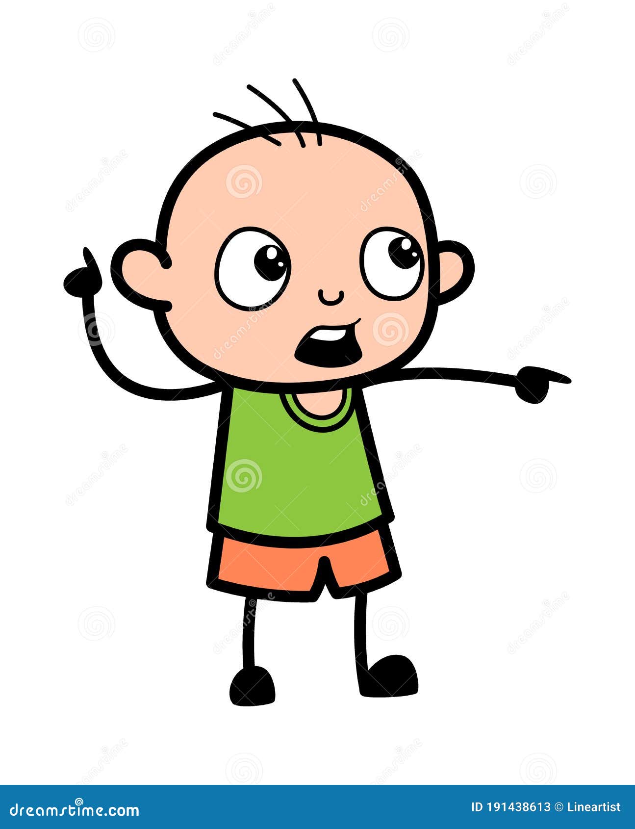 Blaming Bald Boy Cartoon stock illustration. Illustration of child ...