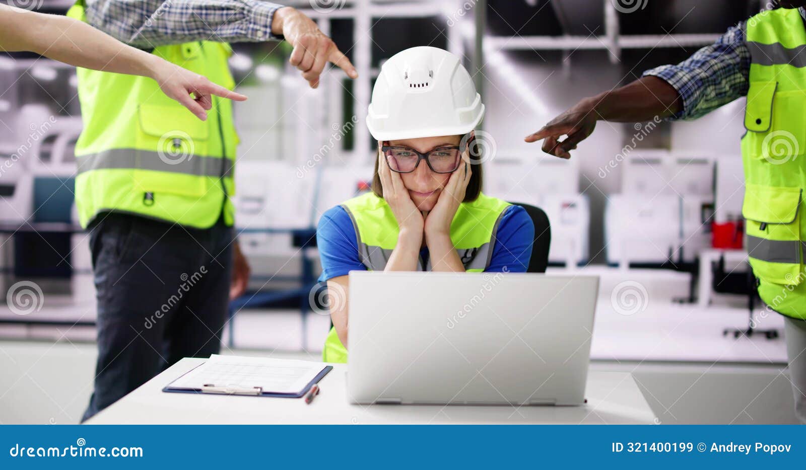 Blaming and Bullying Engineer. Pointing Finger Stock Image - Image of ...