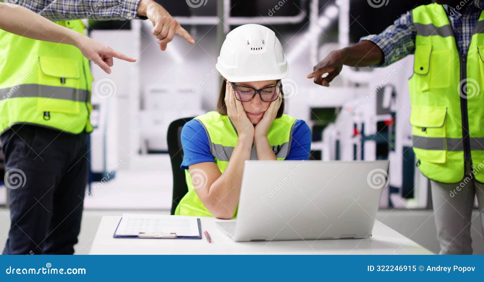 Blaming and Bullying Engineer. Pointing Finger Stock Image - Image of ...
