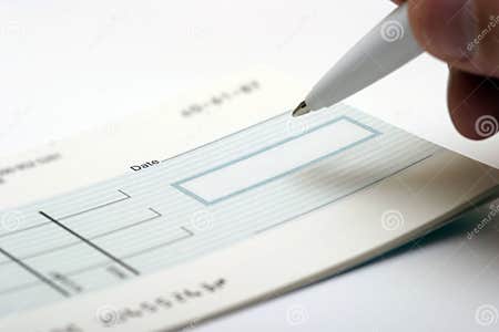 Blanco cheque stock afbeelding. Image of bedrag, aankoop - 4534771