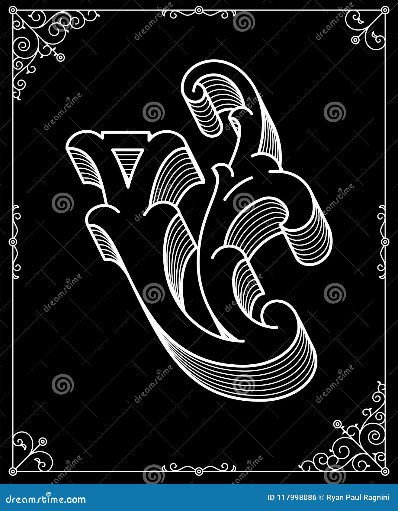 Blanco Del Vector En La Letra Negra V Stock de ilustración ...