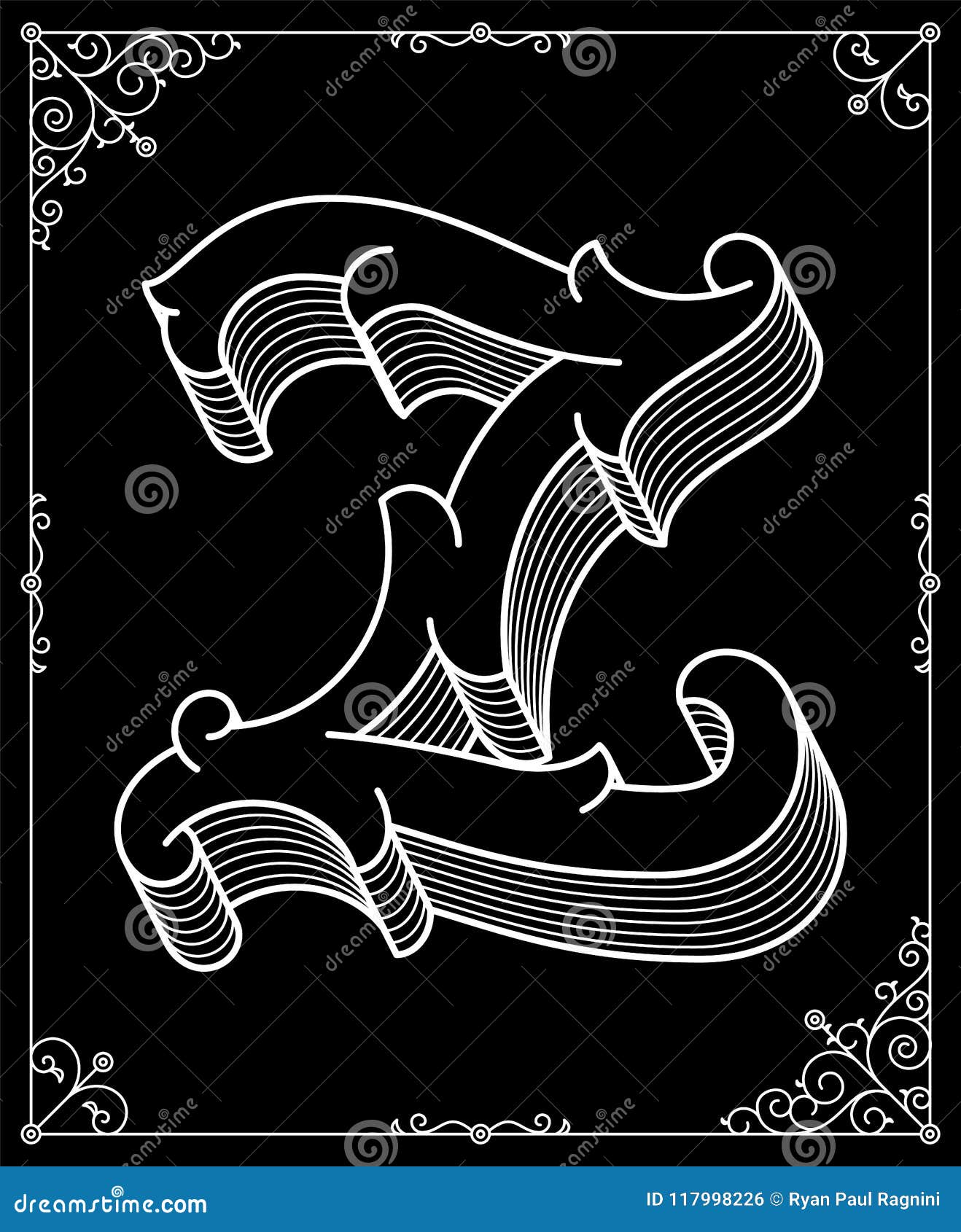 Blanco Del Vector En La Letra Negra Z Stock de ilustración ...