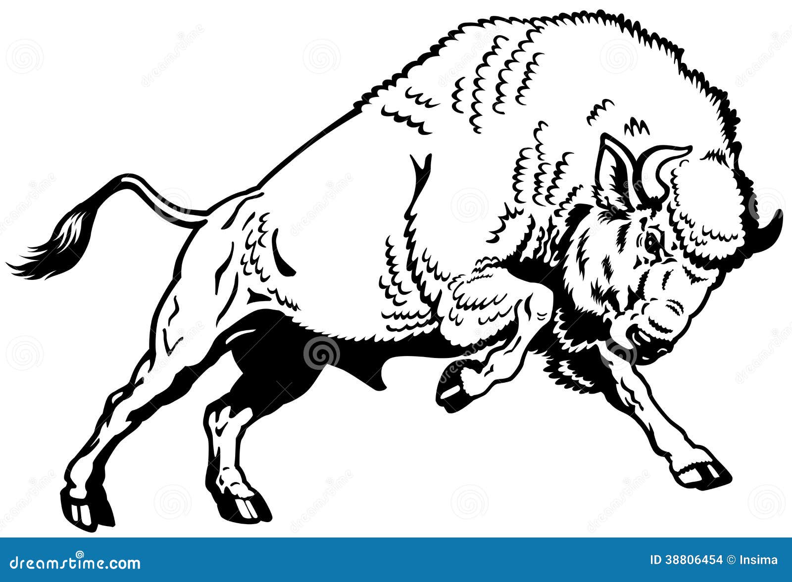 Blanco Europeo Del Negro Del Bisonte Ilustración del Vector ...