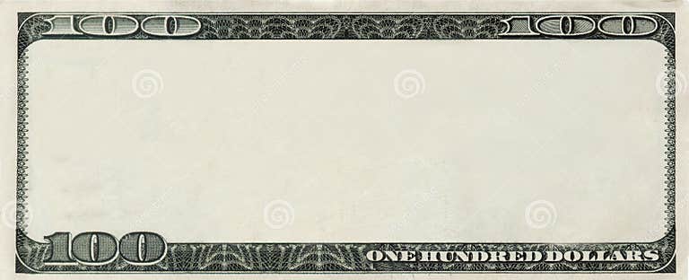 Blank 100 Dollars Bank Note with Copyspace Stock Illustration ...