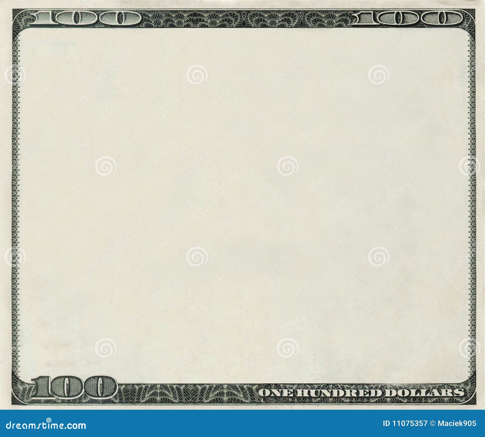 Blank 100 Dollars Bank Note with Copyspace Stock Illustration ...