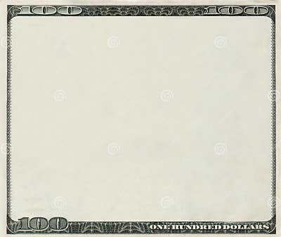 Blank 100 Dollars Bank Note with Copyspace Stock Illustration ...