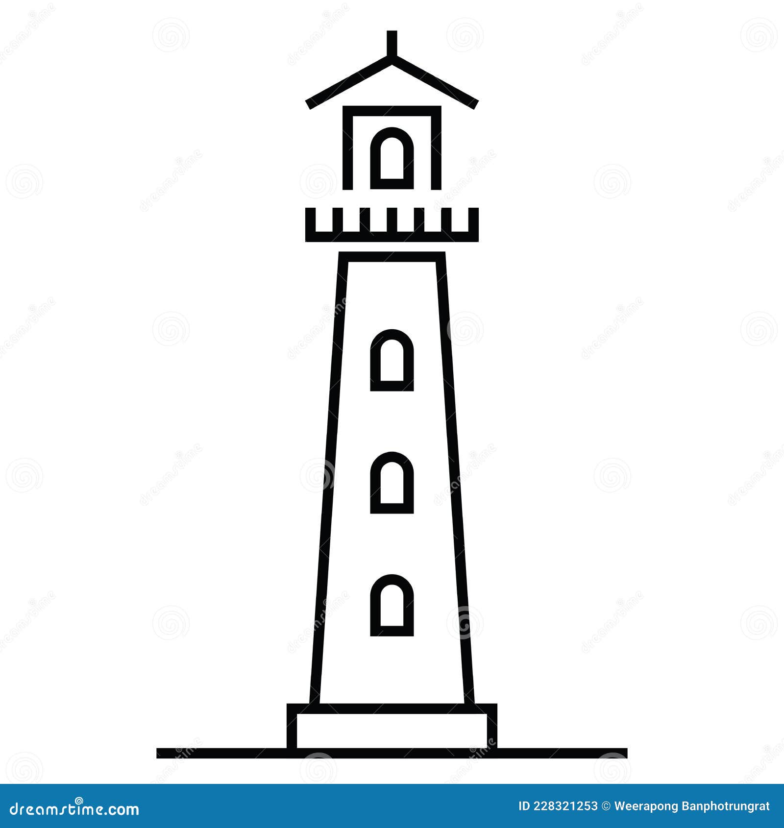 Fortress Watchtower Logo 3d Effect Line Art From Metallic Gradient ...