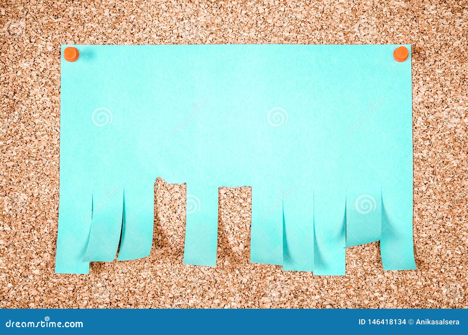 Blank Ad with Cut Slips on a Corkboard Stock Photo - Image of copy ...