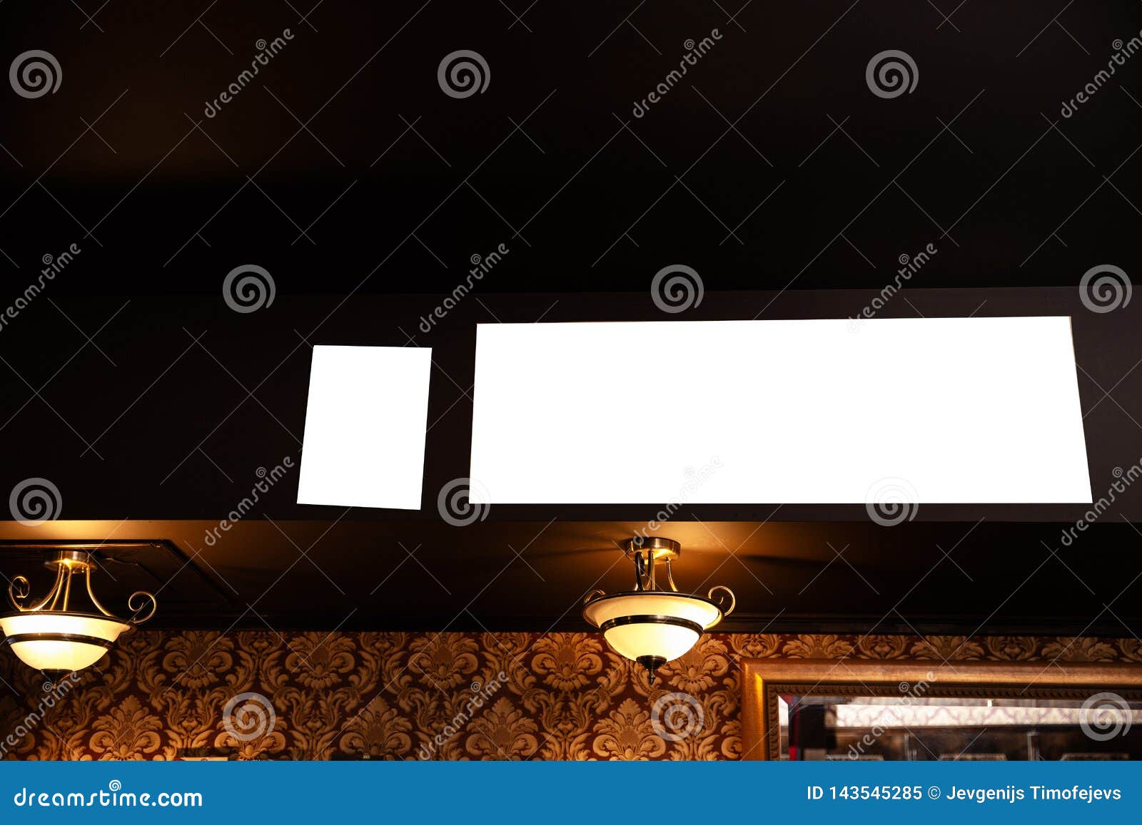 Blank Ad Mock Up Frame on the Blurred Background of the Bar - Empty ...