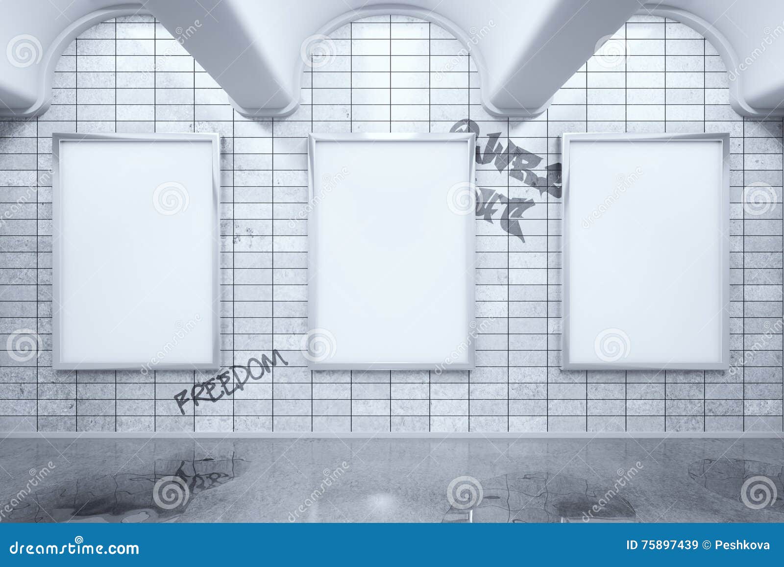 Blank Ad Posters In Metro Stock Image | CartoonDealer.com #75897439