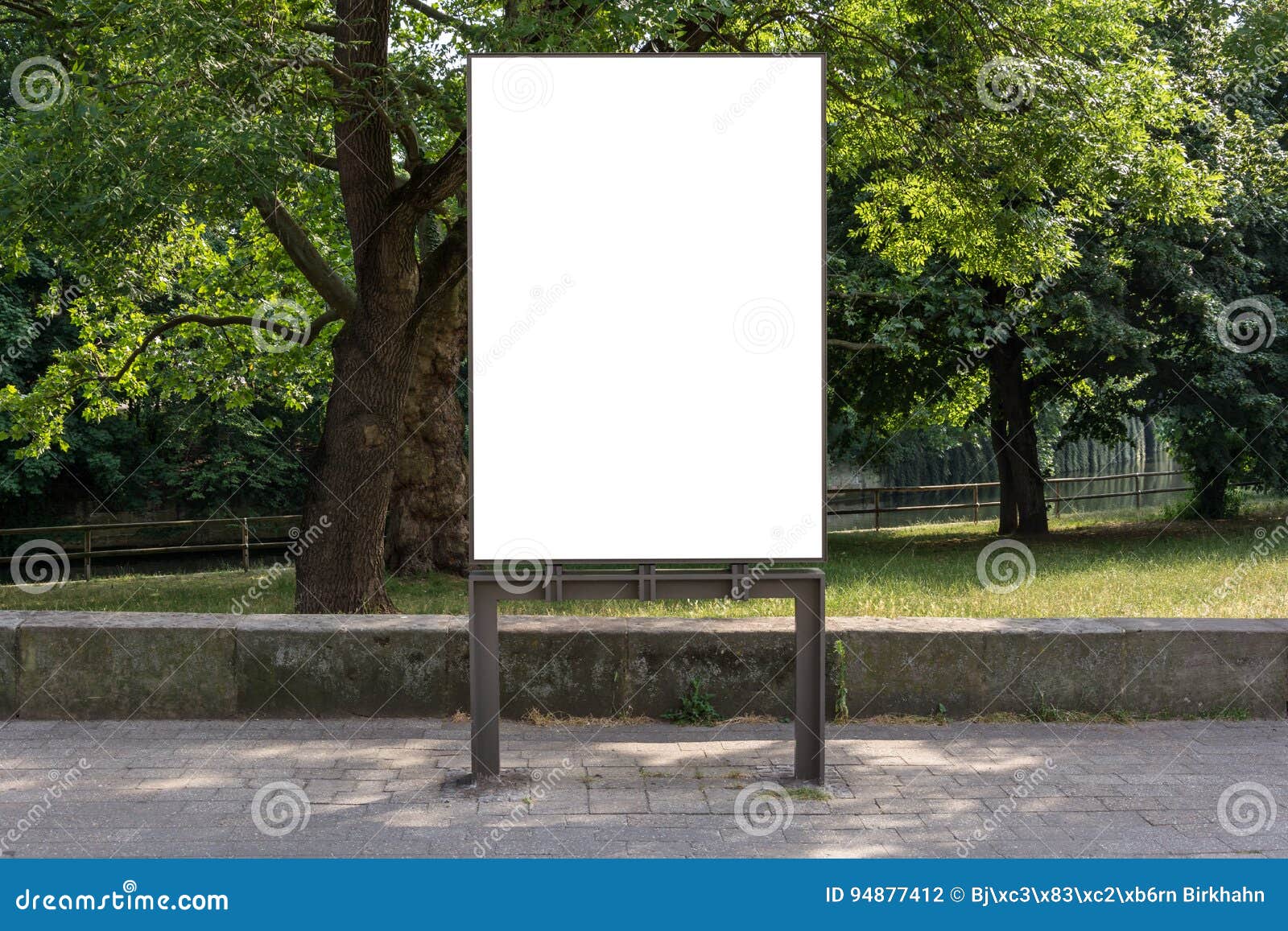 Blank Ad Space Sign Isolated in Front of a Park Stock Photo - Image of ...