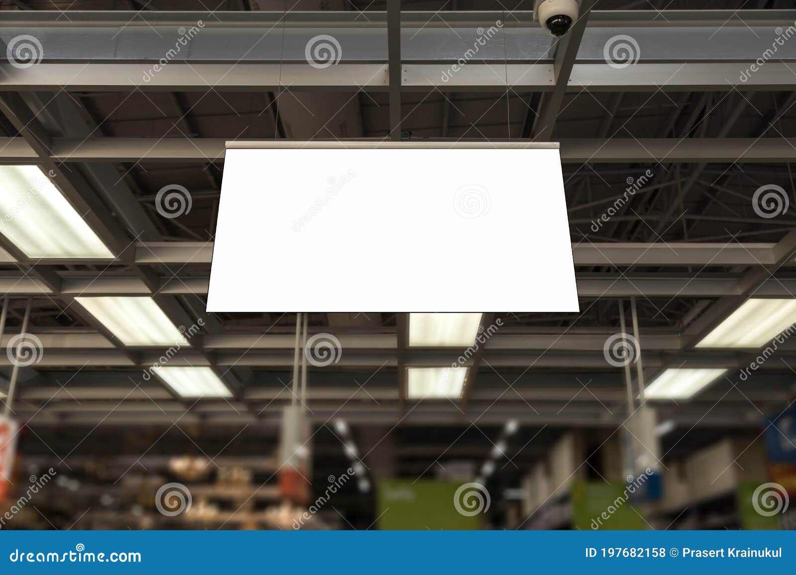 Blank Advertising Billboard Hanging in the Supermarket Stock Photo ...