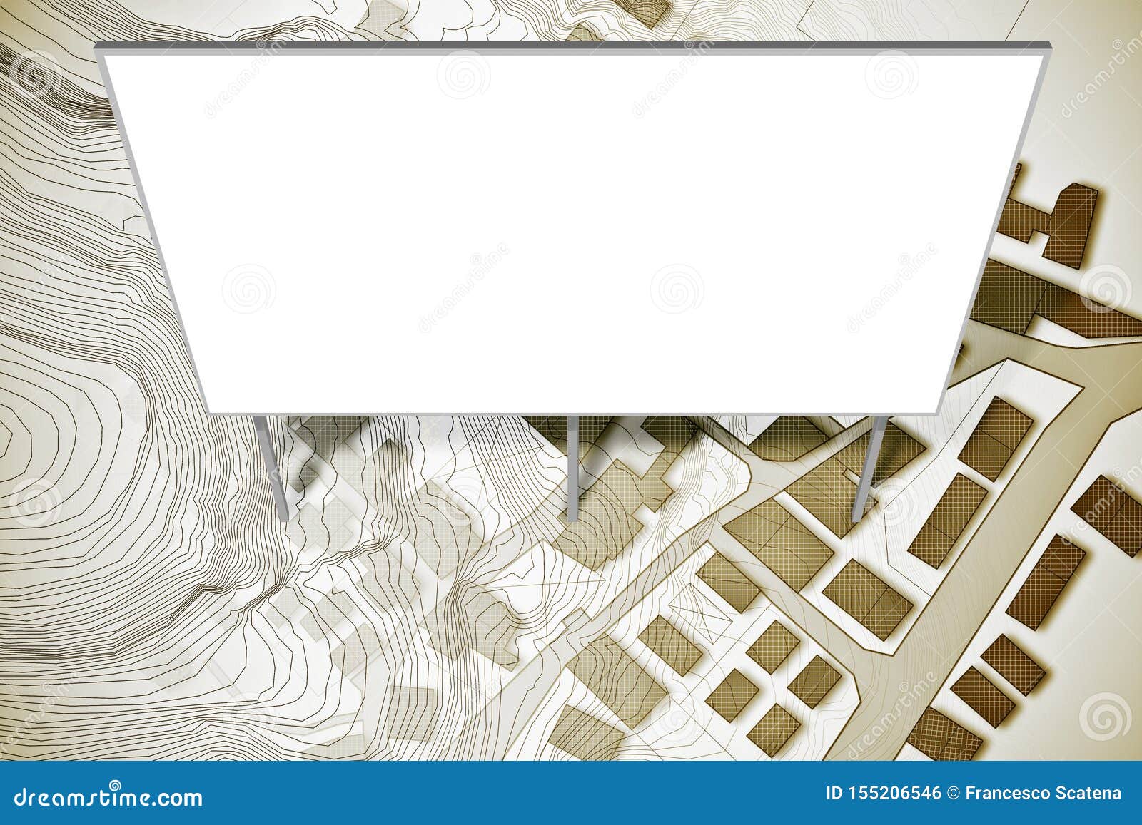 Blank Advertising Billboard with an Imaginary Cadastral Map of ...