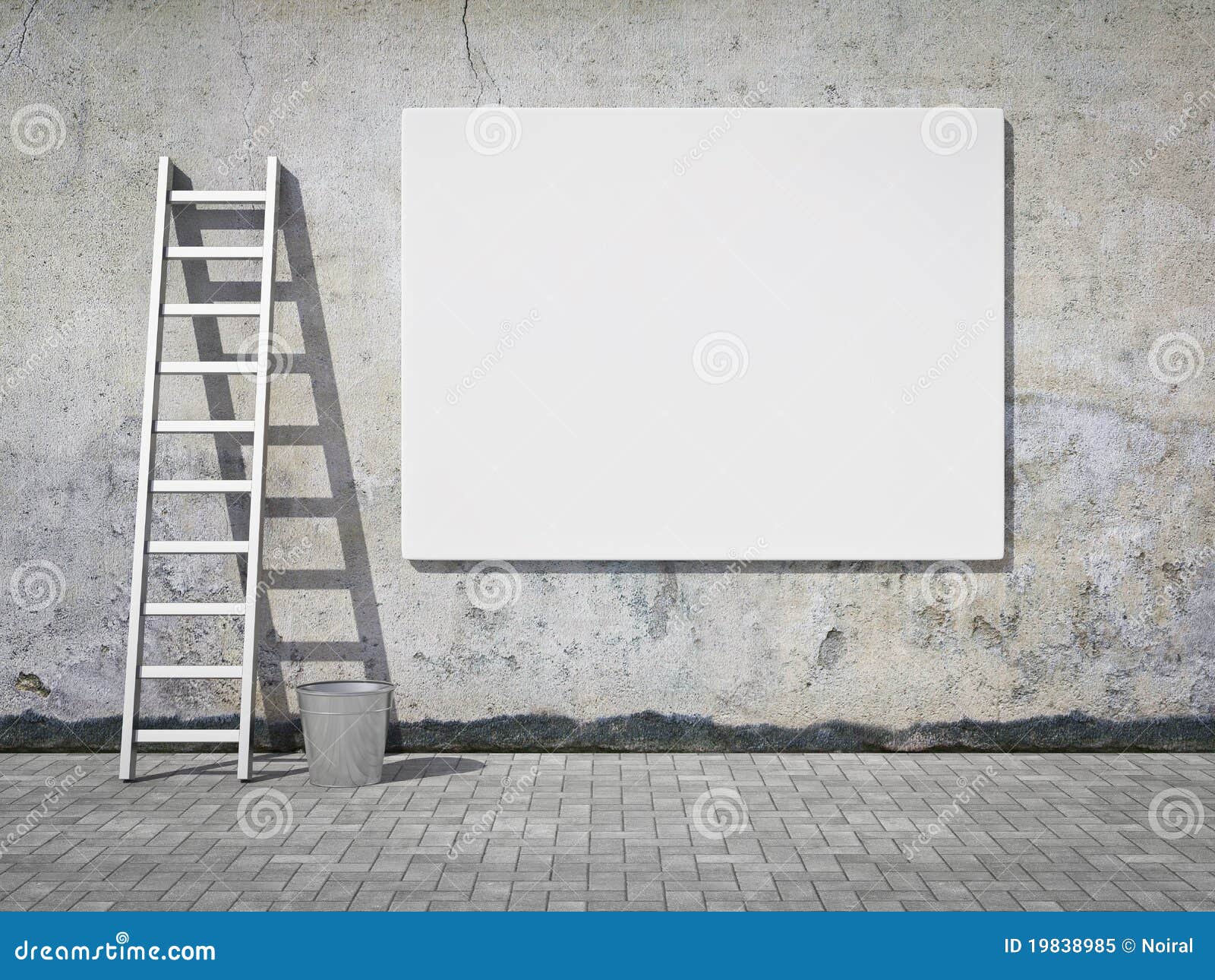 Blank Advertising Billboard on Wall Stock Illustration - Illustration ...