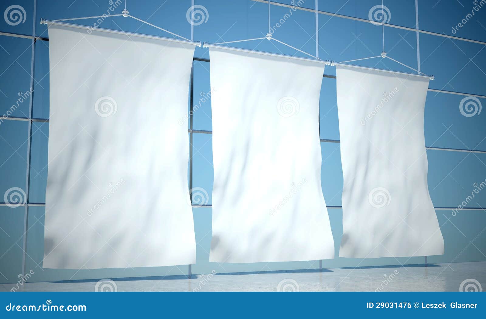 Blank Advertising Flags, Building Wall Stock Illustration ...