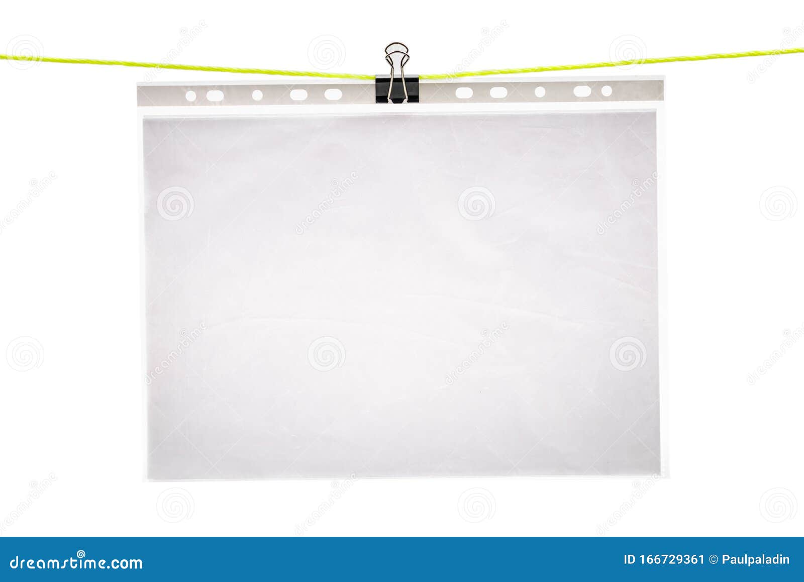Blank Advertising Paper in Plastic File Hang on Clip with Clipping Path ...