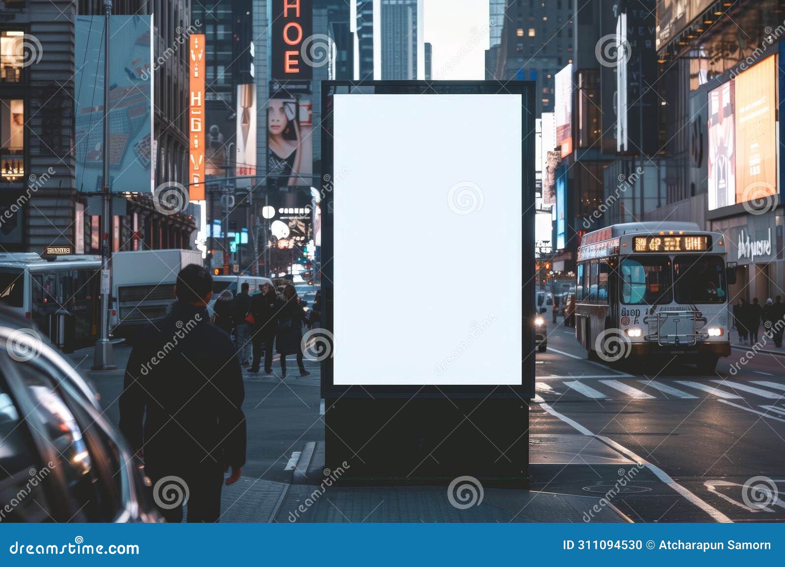 Blank Advertising Poster Banner Mockup on Busy Street, Advertising ... Blank Advertising Poster Banner Mockup on Busy Street, Advertising ...