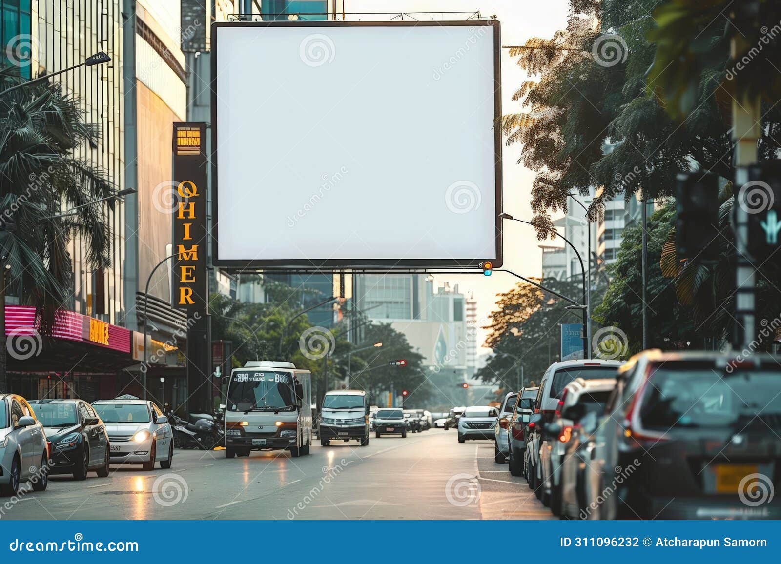 Blank Advertising Poster Banner Mockup on Busy Street, Advertising ... Blank Advertising Poster Banner Mockup on Busy Street, Advertising ...